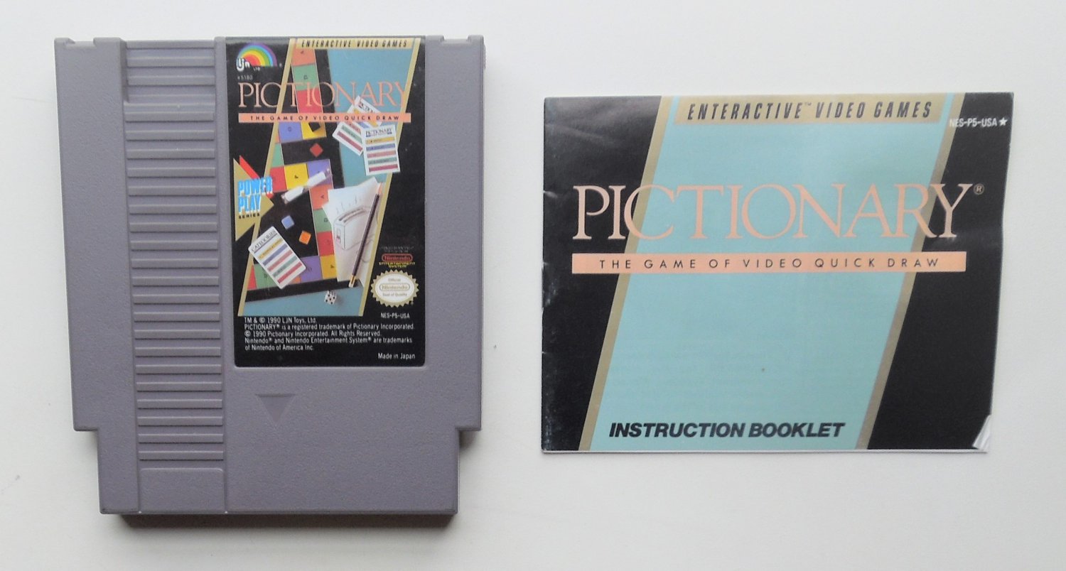 1990 LJN Pictionary For Classic NES Nintendo Entertainment System W/Manual