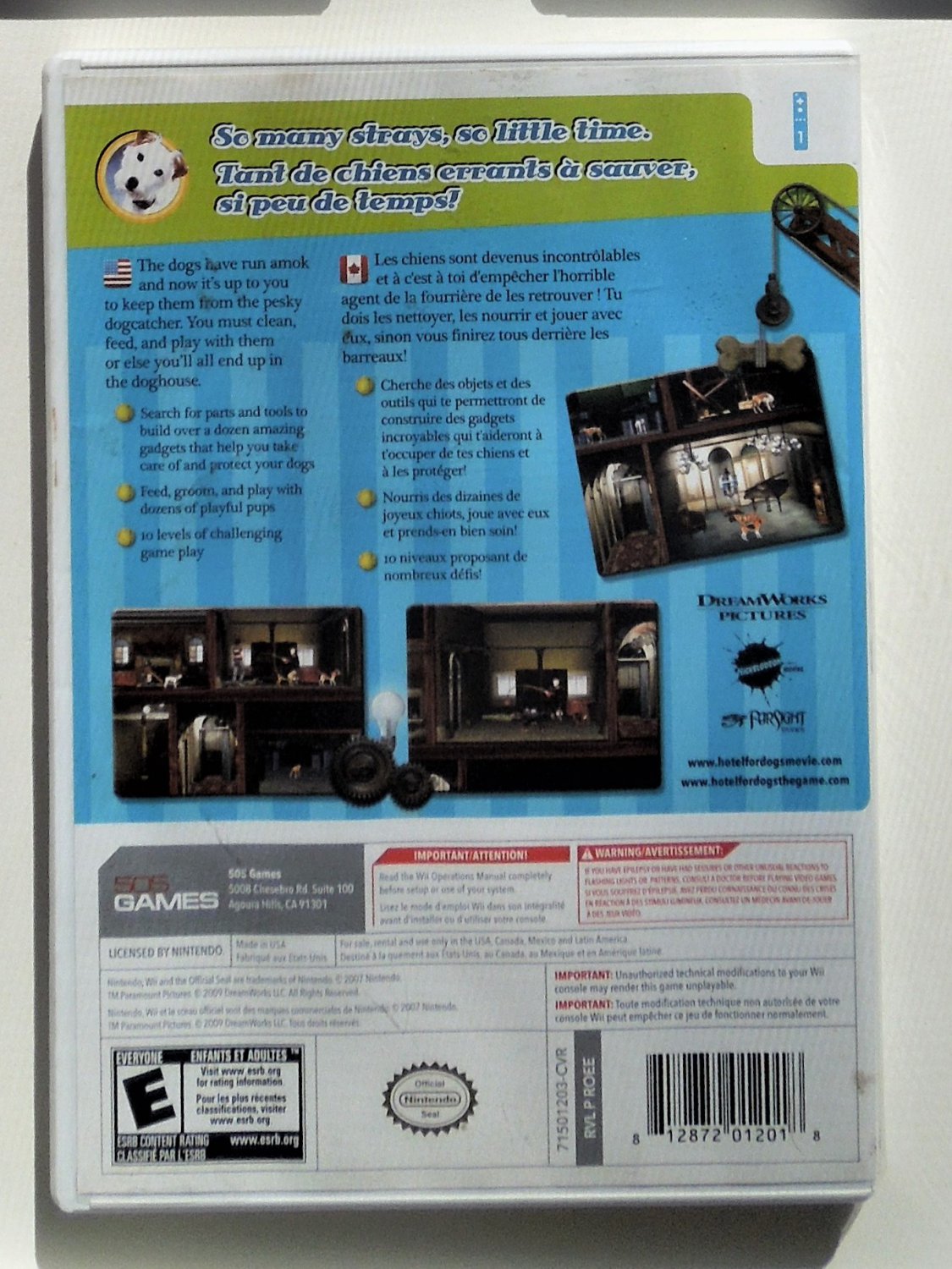 2009 505 Games Hotel For Dogs For Nintendo Wii Game Systems