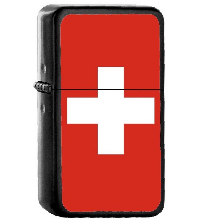 Switzerland Country National Emblem Flag - Oil Flip Top Black Lighters 2459