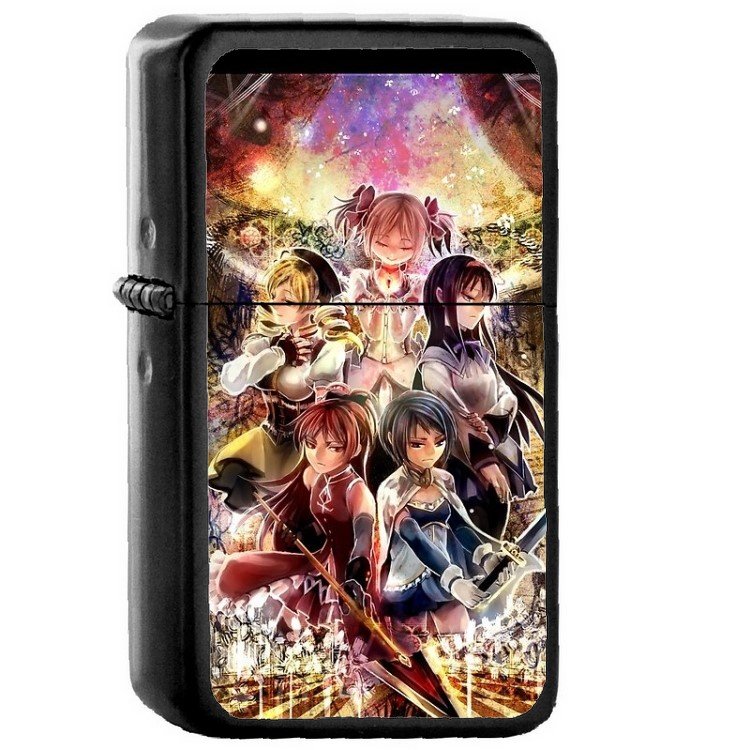 Puealla Magi Madoka - Oil Windproof Flip Top Black Lighters Briquet ...