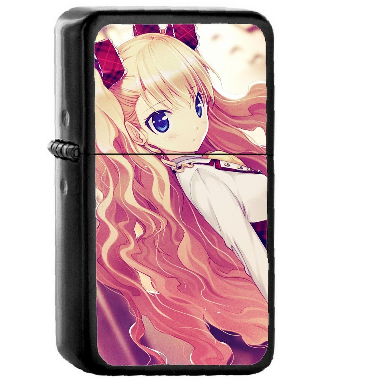 Anime Girl Blonde Blue Illust Art - Oil Windproof Black Lighters ...