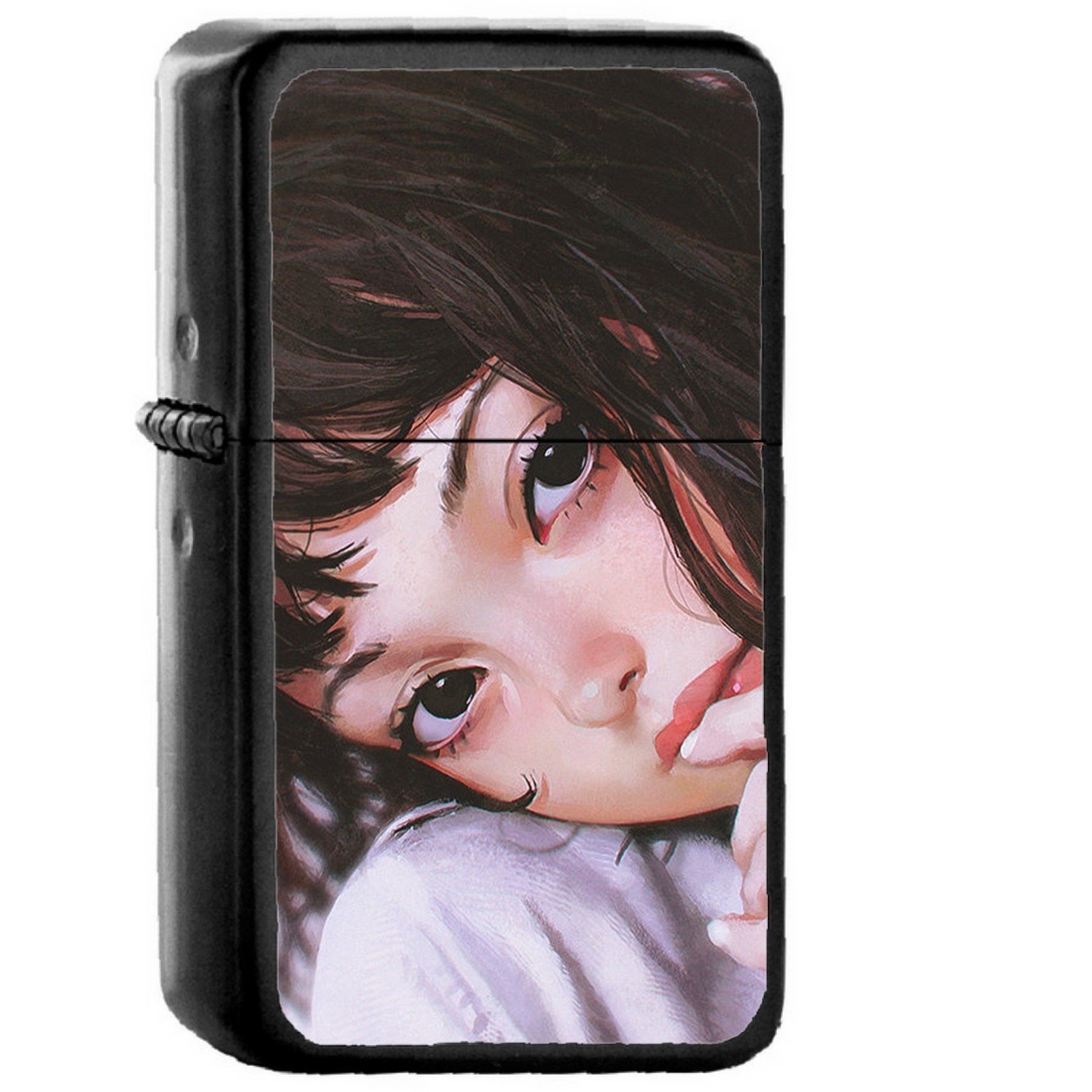 Ilya Face Anime Girl Art - Oil Windproof Black Lighters Briquet Encendedor