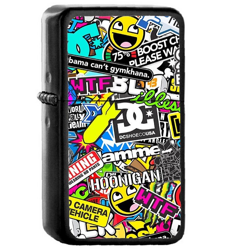 Stickerbomb Apparal Jdm Eurostyle - Oil Windproof Flip Top Black ...
