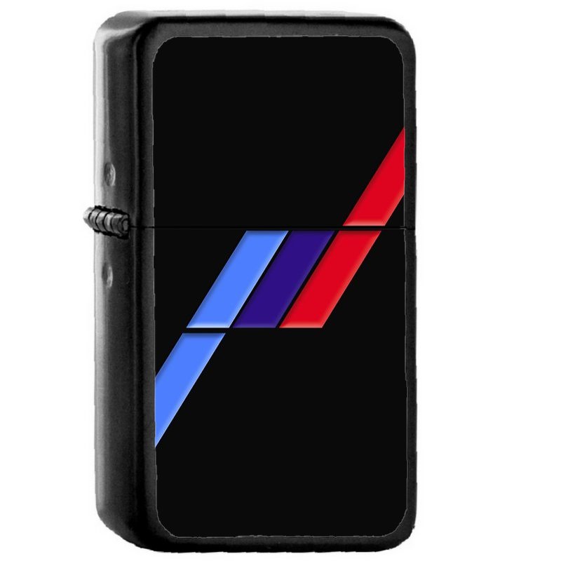 BMW Mpower Stripes On Black - Oil Windproof Flip Top Black Lighters ...
