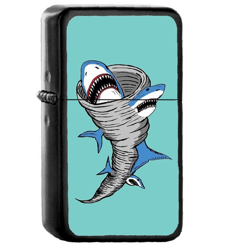 Shark Tornado - Oil Windproof Flip Top Black Lighters Briquet Encendedor