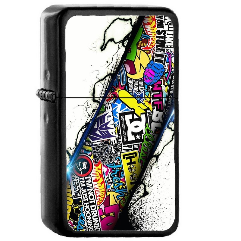 Gymkhana Graffiti Sticker - Oil Windproof Flip Top Black Lighters ...