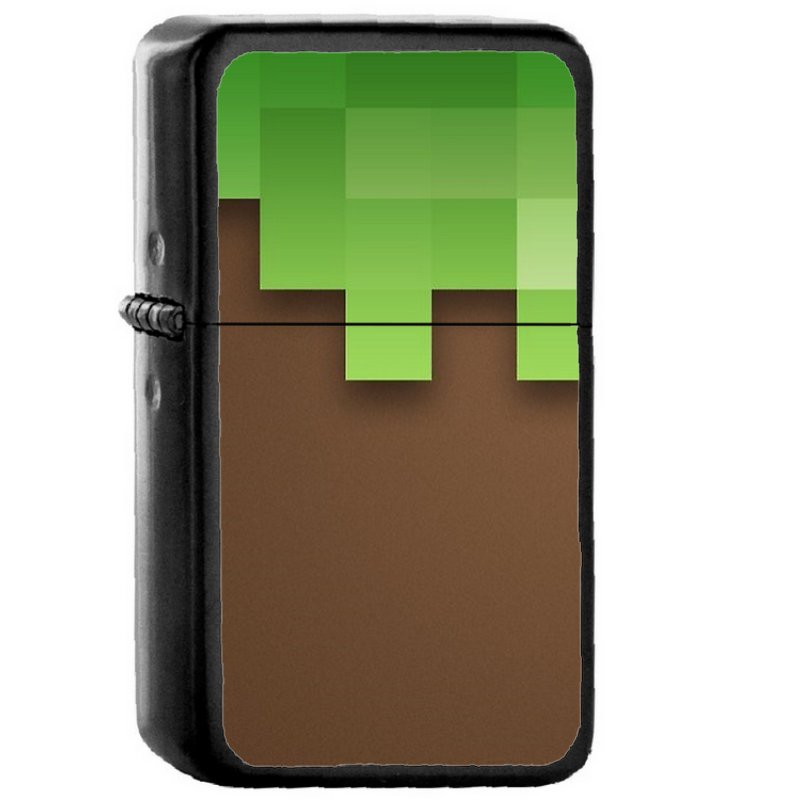Minecraft Grass - Oil Windproof Flip Top Black Lighters Briquet Encendedor