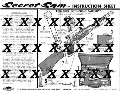 1965 SECRET SAM ATTACHE CASE SET INSTRUCTIONS BY TOPPER