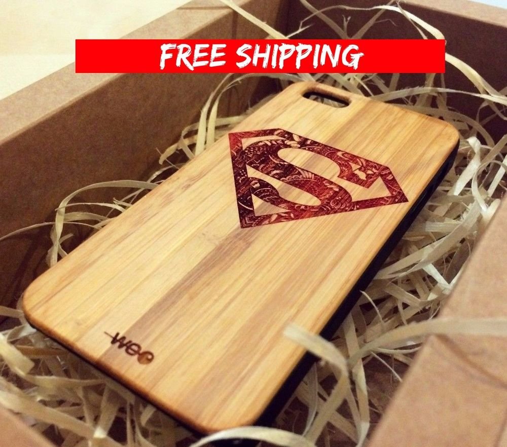 Superman Wood PC Case, Wooden Cover Superman for Apple Iphone SE 5 6 7 ...