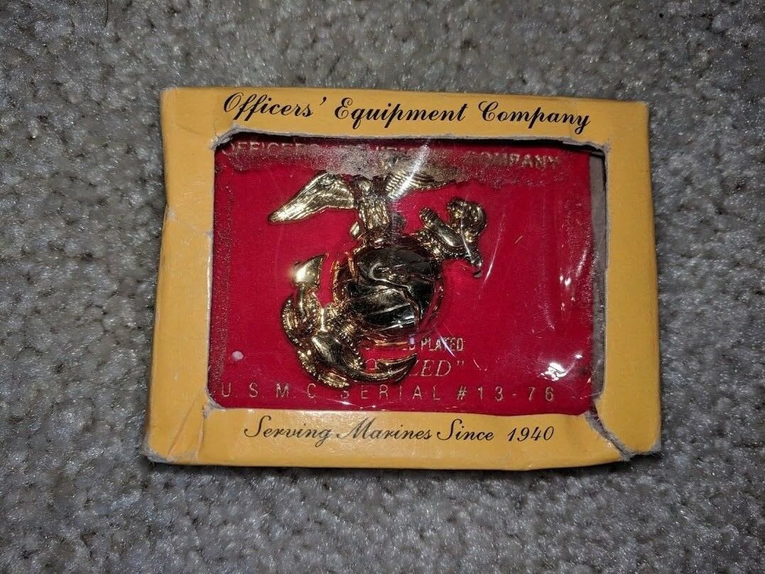 USMC Serial #13-76 Enlisted Cap Device Single Piece Anodized Pin for ...