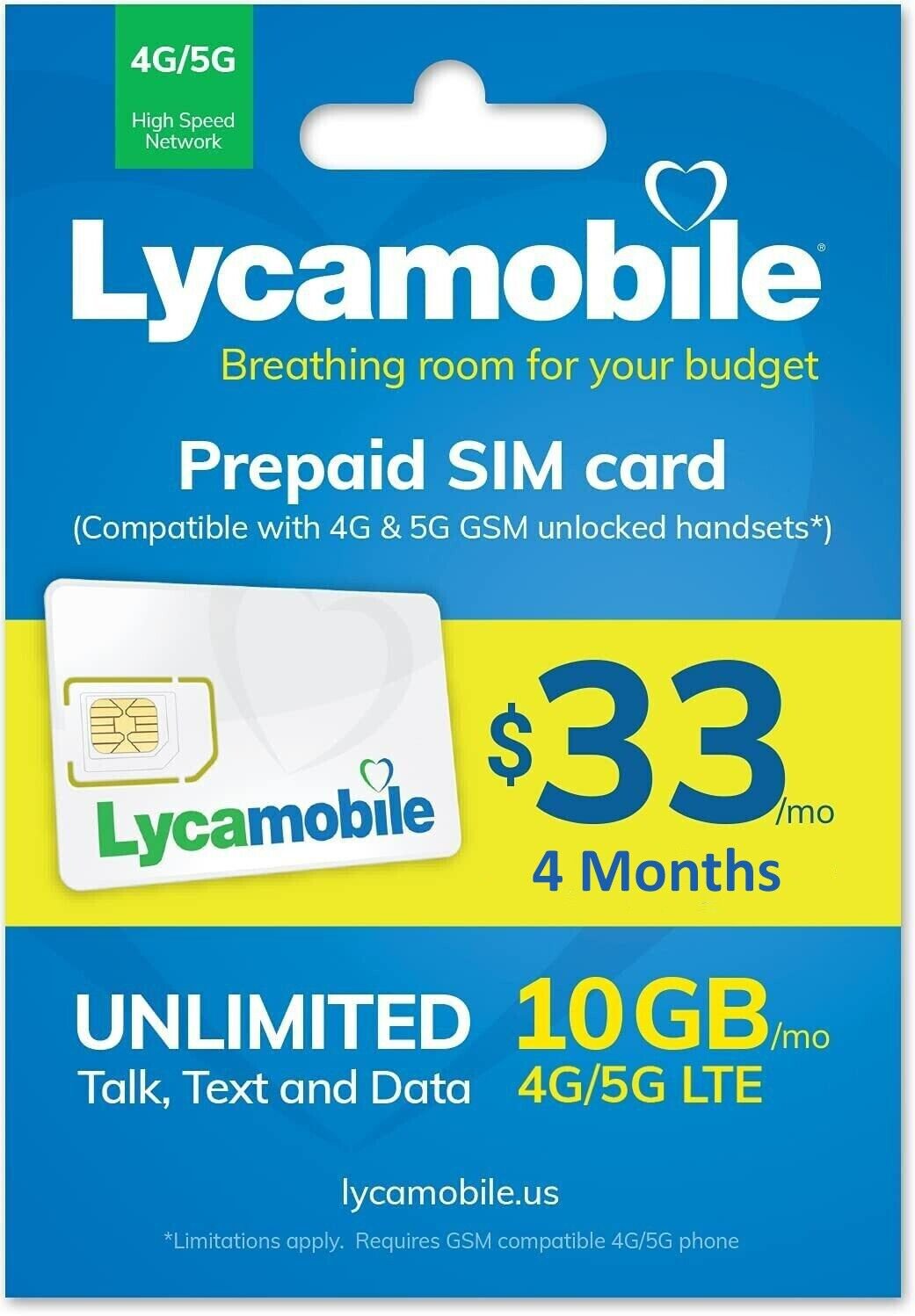LYCAMOBILE Preloaded $33 X 4 Months Mini+Micro+Nano SIMCard Unlimited ...