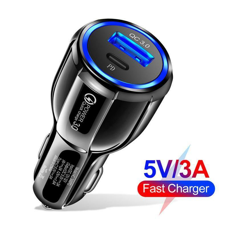 USB Type C PD Fast Charging Car Charger,30W Dual Port Power 3A&Quick ...