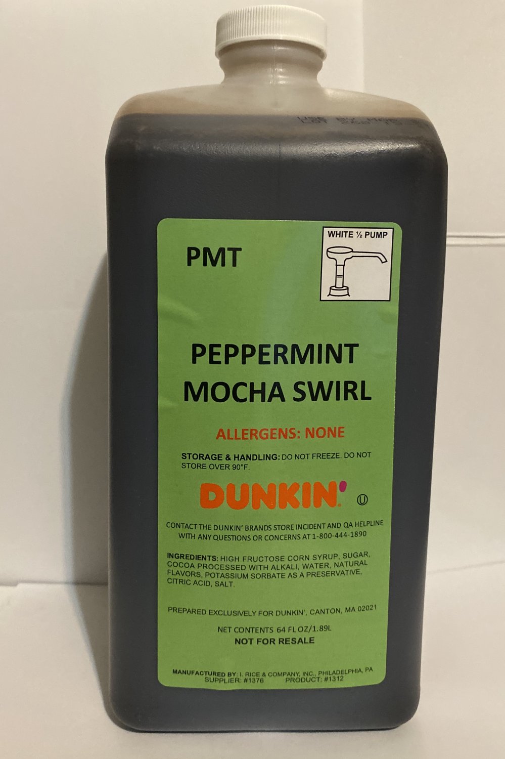 Dunkin Donuts Peppermint Mocha Swirl With Pump