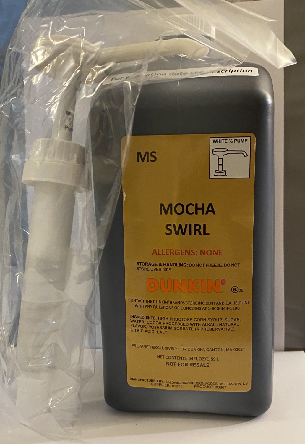 Dunkin Donuts Mocha Swirl With Pump