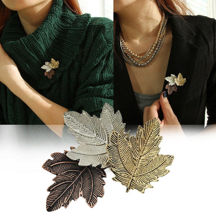 Vintage Three Leaves Brooch Pins