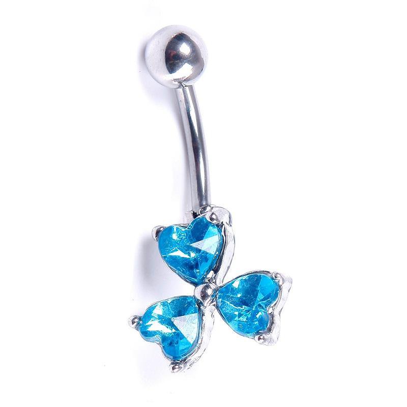 Blue Flower Style Navel Belly Button Barbell Ring Body Piercing