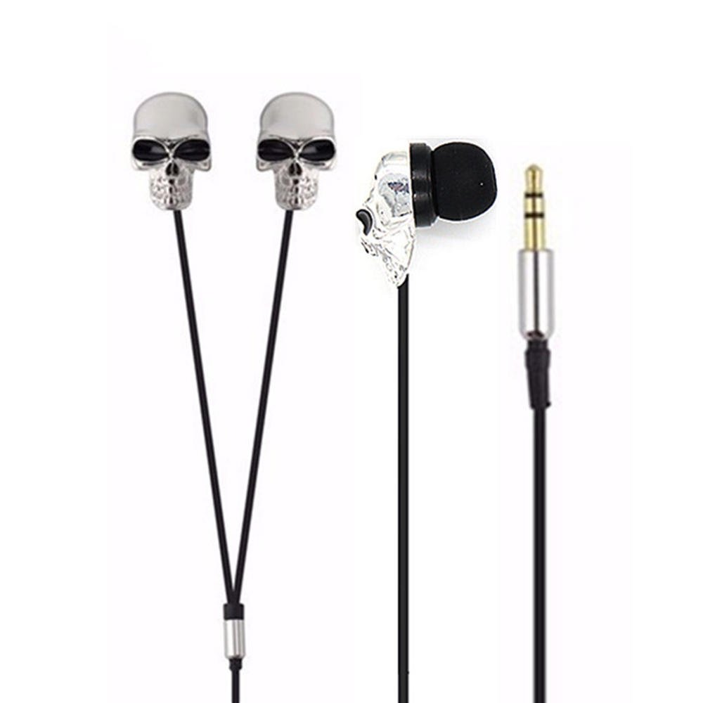 Skull earphone 3.5mm metal earbuds skeleton in-ear - 4 colors