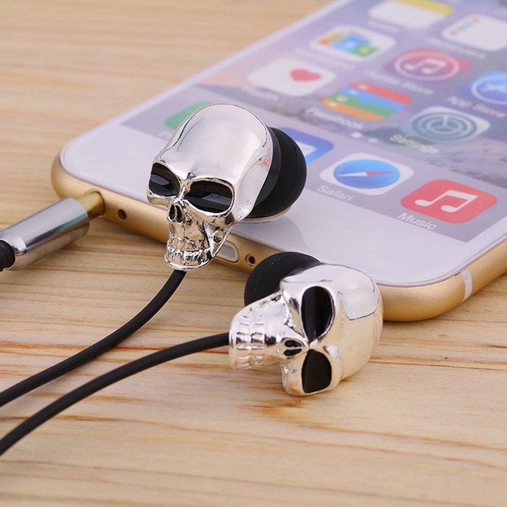 Skull earphone 3.5mm metal earbuds skeleton in-ear - 4 colors