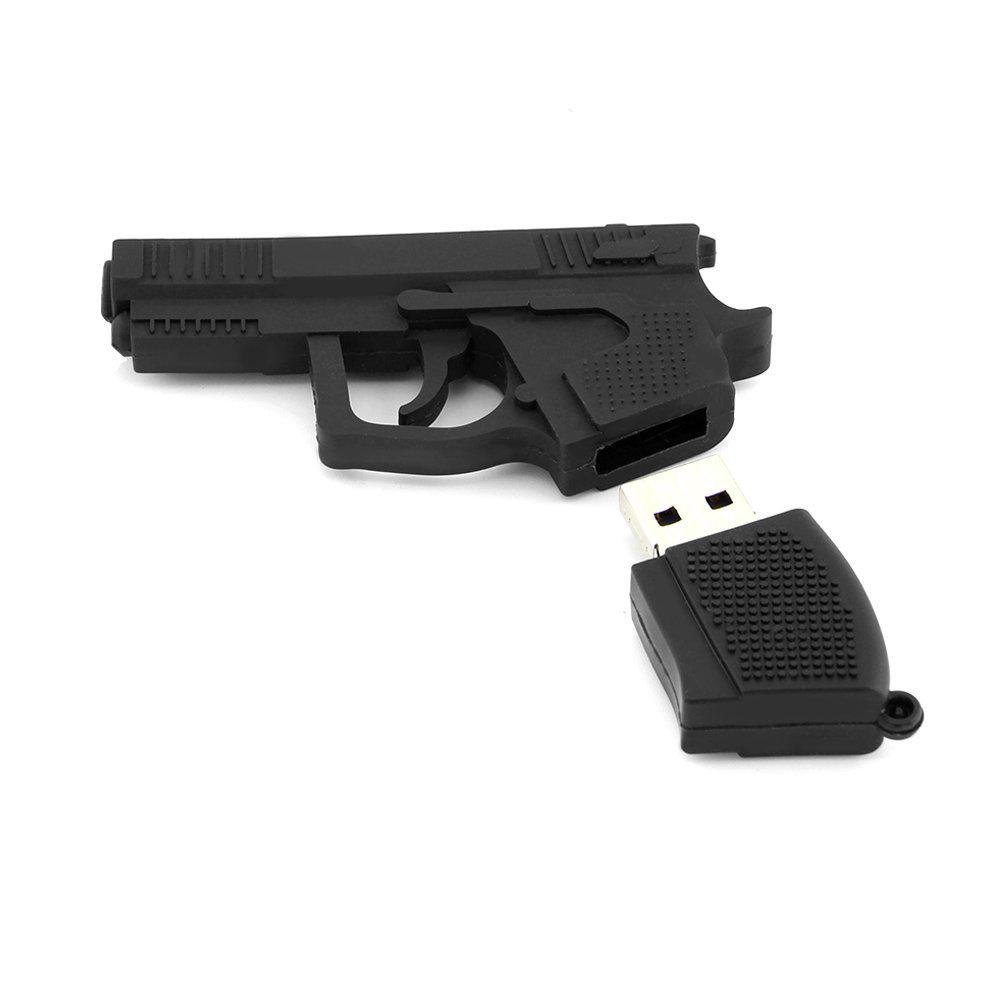 USB 2.0 Flash Drive Cartoon Black Plastic Gun Shape Memory Stick - 32 GB