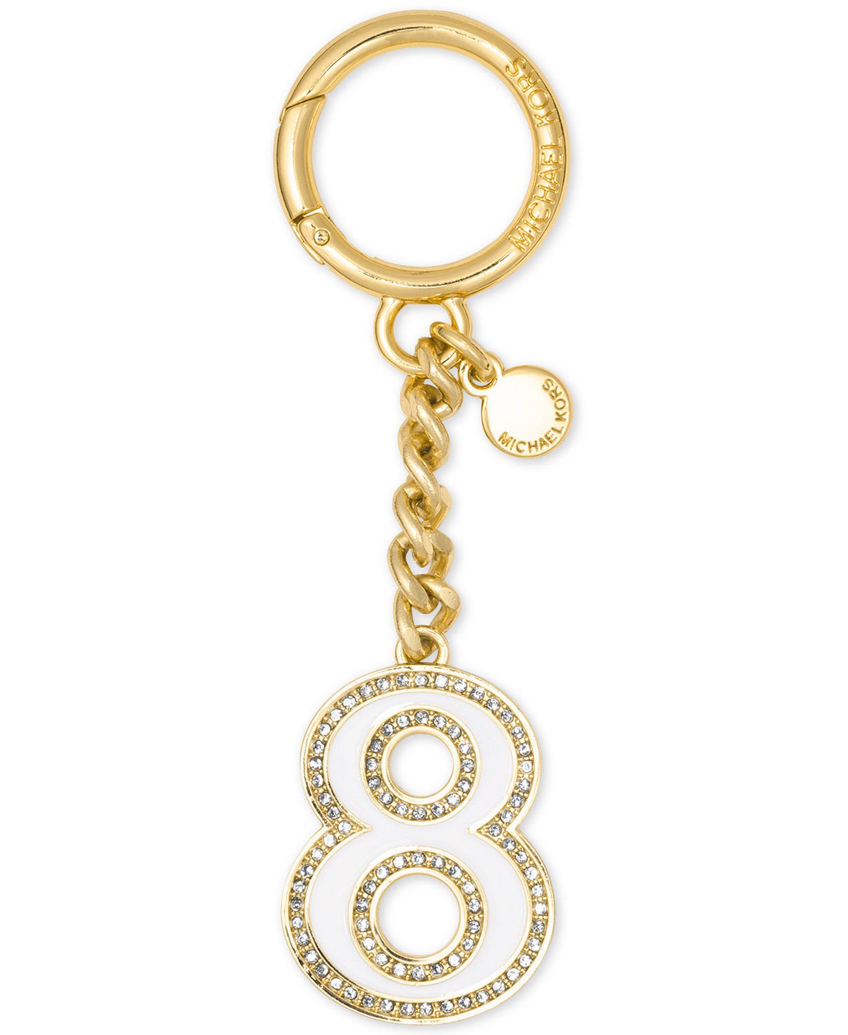 Michael Kors Lucky Charms Lucky 8 Key Fob Optic White Gold