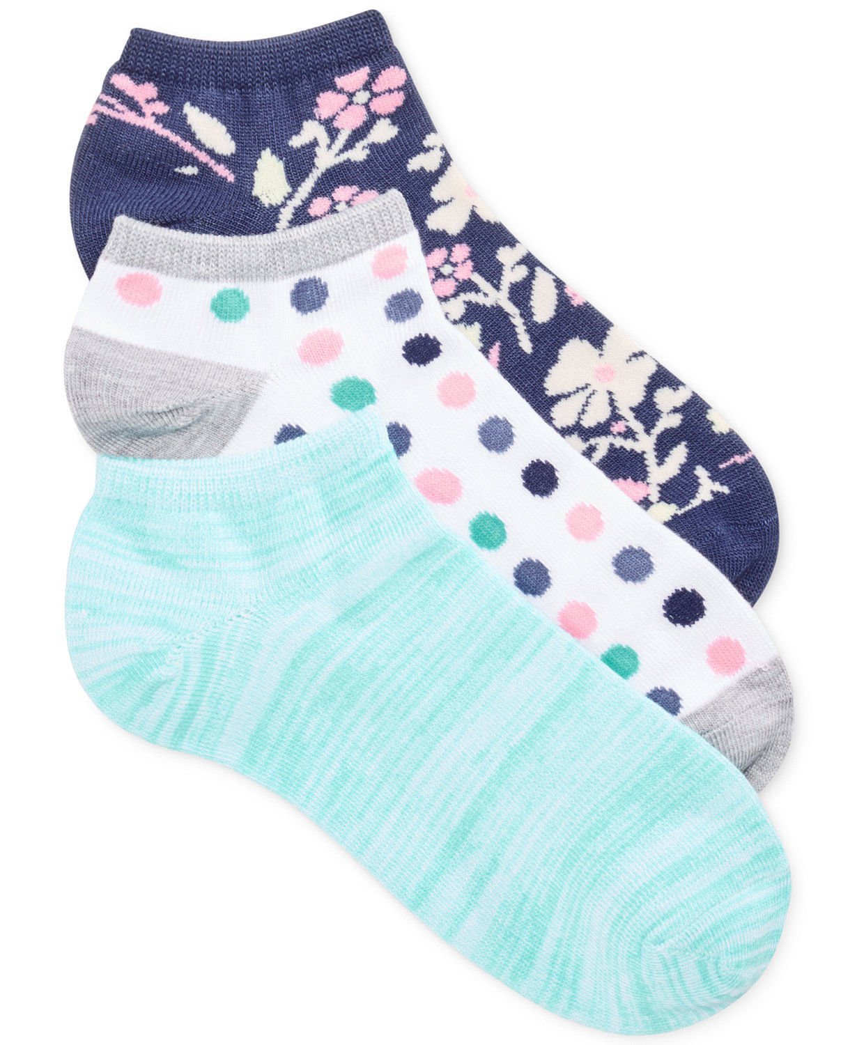 (2) packs Charter Club women's 3-pair Floral No-Show Socks OS (6 pairs ...
