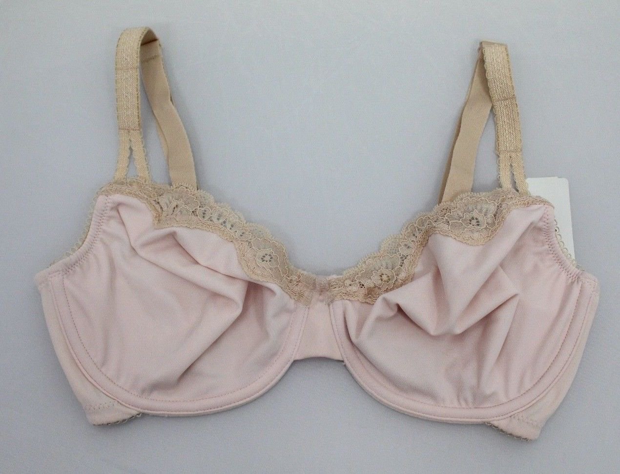 Lunaire Whimsy Aruba Lace Trim Seamless Unlined Bra Pink Beige #16111