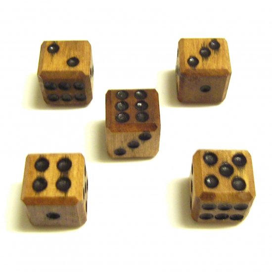 Wooden Dice - 5 Pack - Stained and Sealed