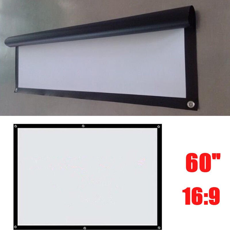 60-inch Projector Projection Screen 16:9 Movie Theater Matte Manual ...