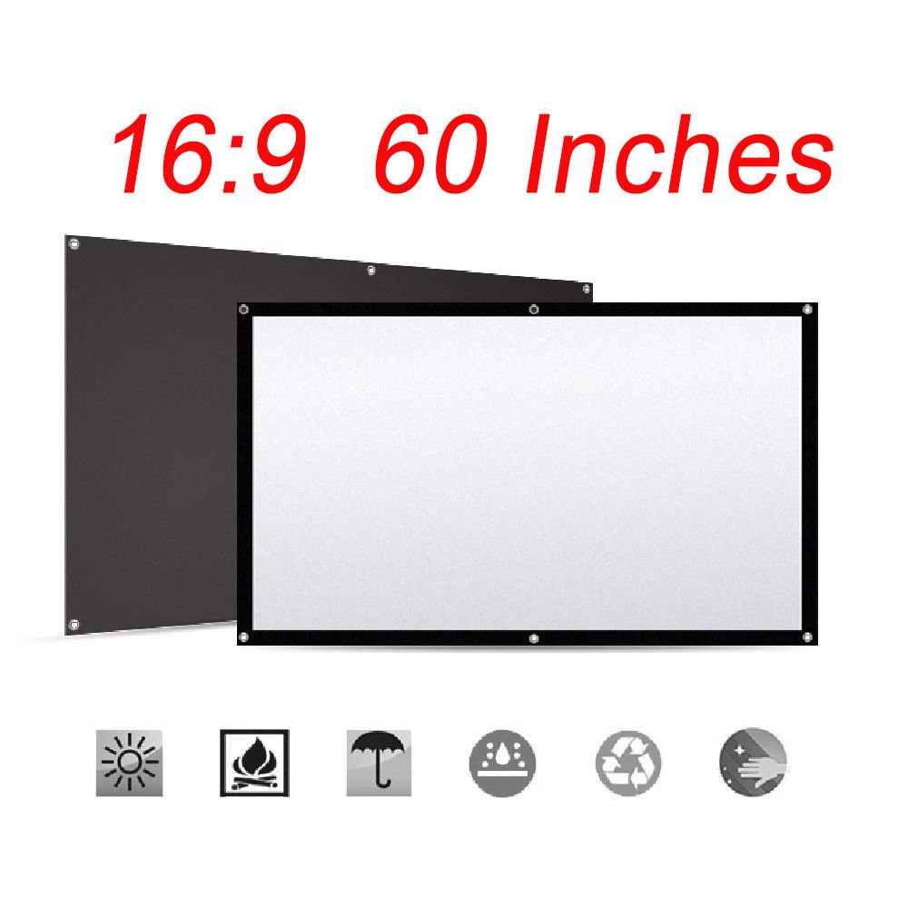 60-inch Projector Projection Screen 16:9 Movie Theater Matte Manual ...