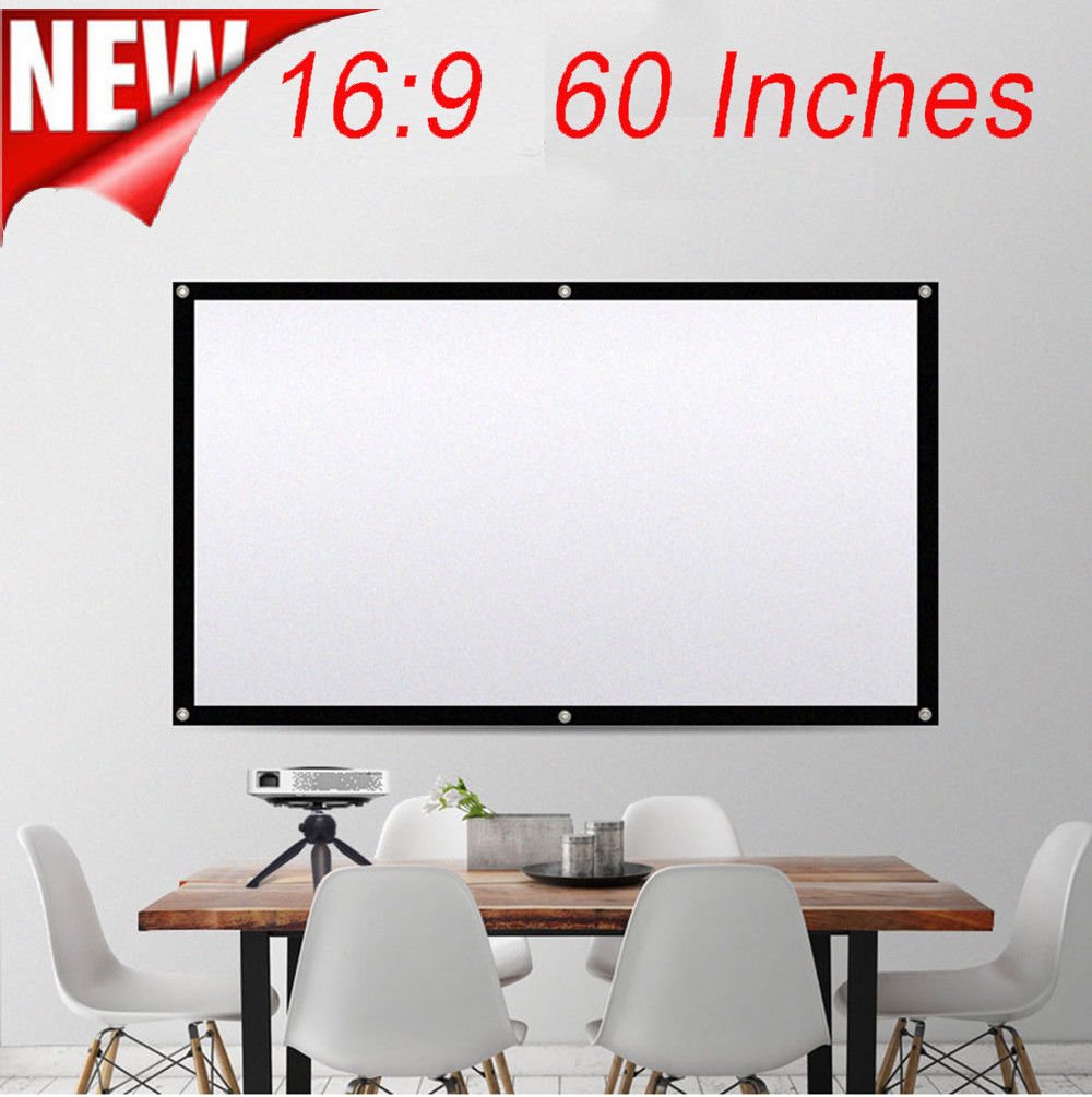 60-inch Projector Projection Screen 16:9 Movie Theater Matte Manual ...