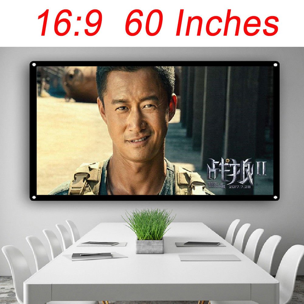60-inch Projector Projection Screen 16:9 Movie Theater Matte Manual ...