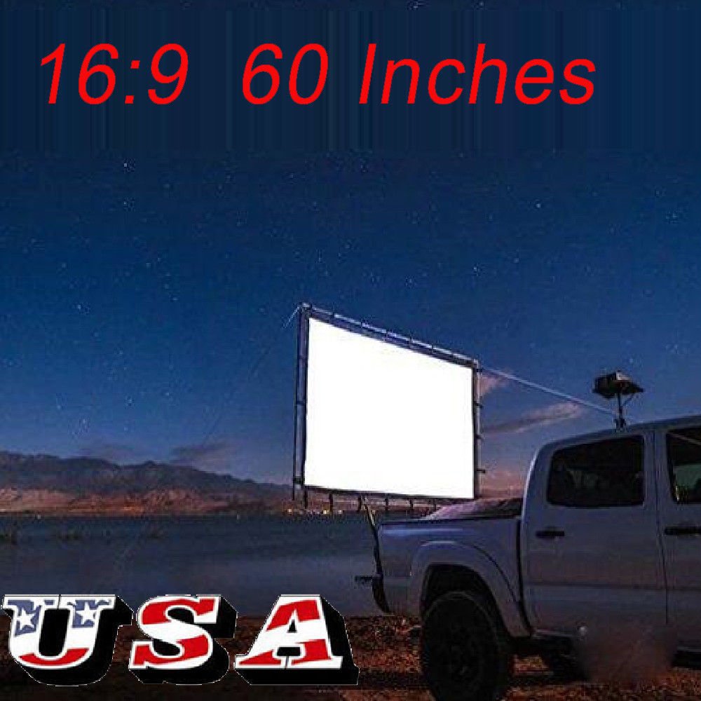 60-inch Projector Projection Screen 16:9 Movie Theater Matte Manual ...