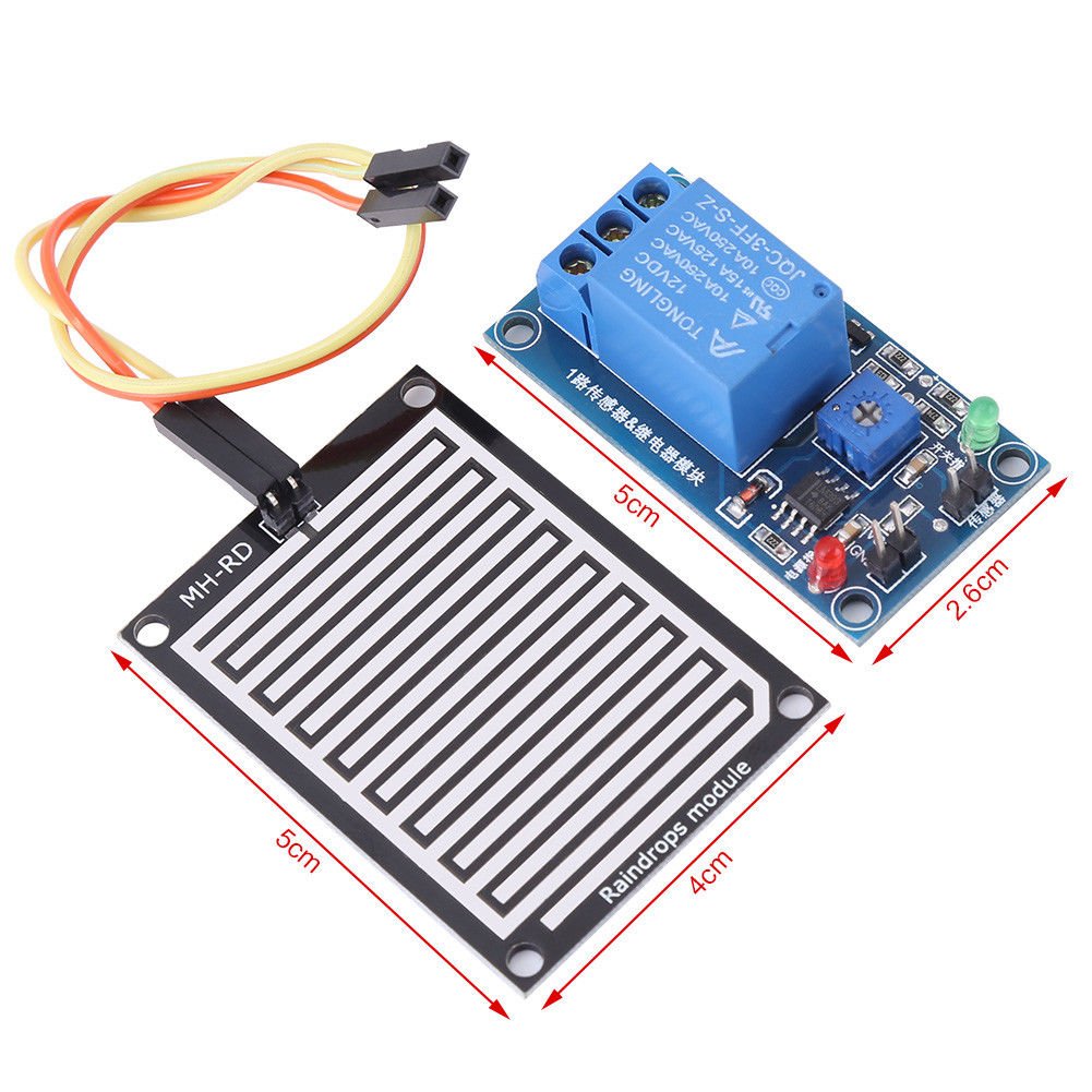 12V Rain Water Raindrop Relay Sensor Control Relay Module for Arduino ...