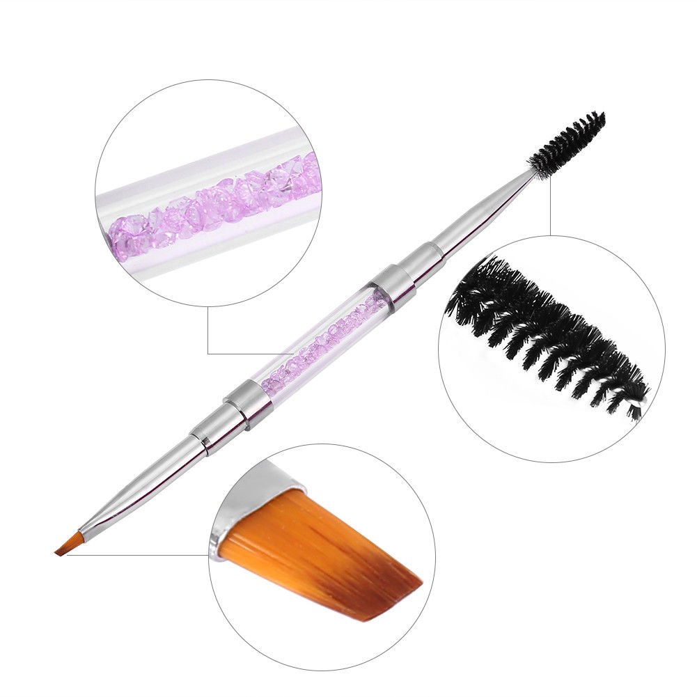 Eyebrow Eyeliner Shaping Duo Double Spoolie Makeup Brush Flat Angled ...
