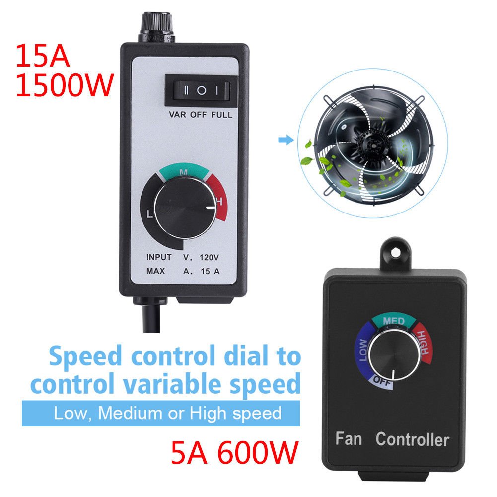 120V 600/1500W Duct Fan Variable Speed Dial Controller for Inline ...