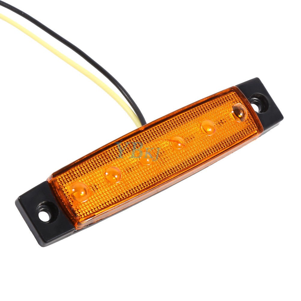 10x Orange Amber 24V 6 LED Side Marker Indicators Lights for Truck ...