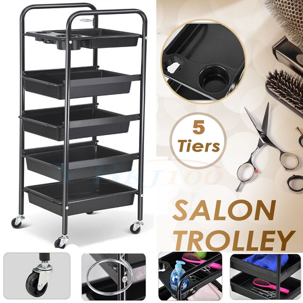 Salon Hairdresser Beauty Spa Coloring Hair Trolley Rolling Storage Cart ...