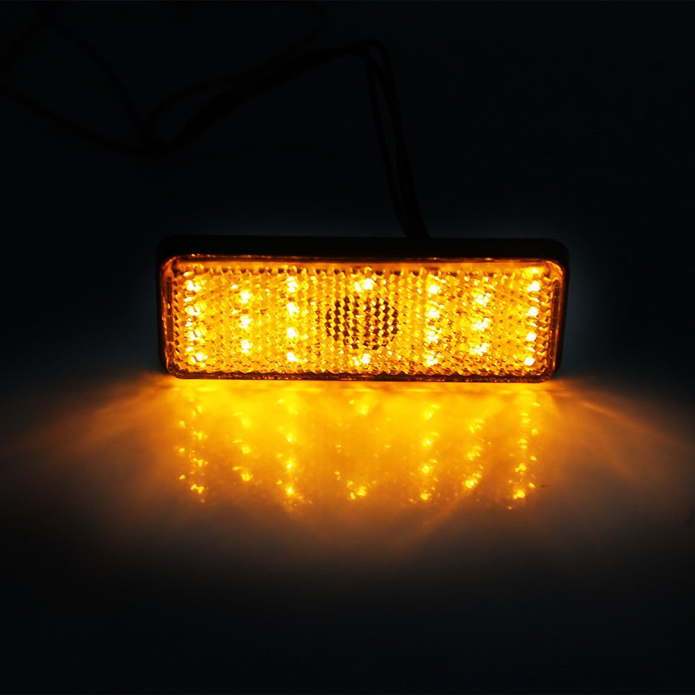 Motorcycle Bicycle Rectangle Amber LED 3528SMD Reflector Tail Brake ...