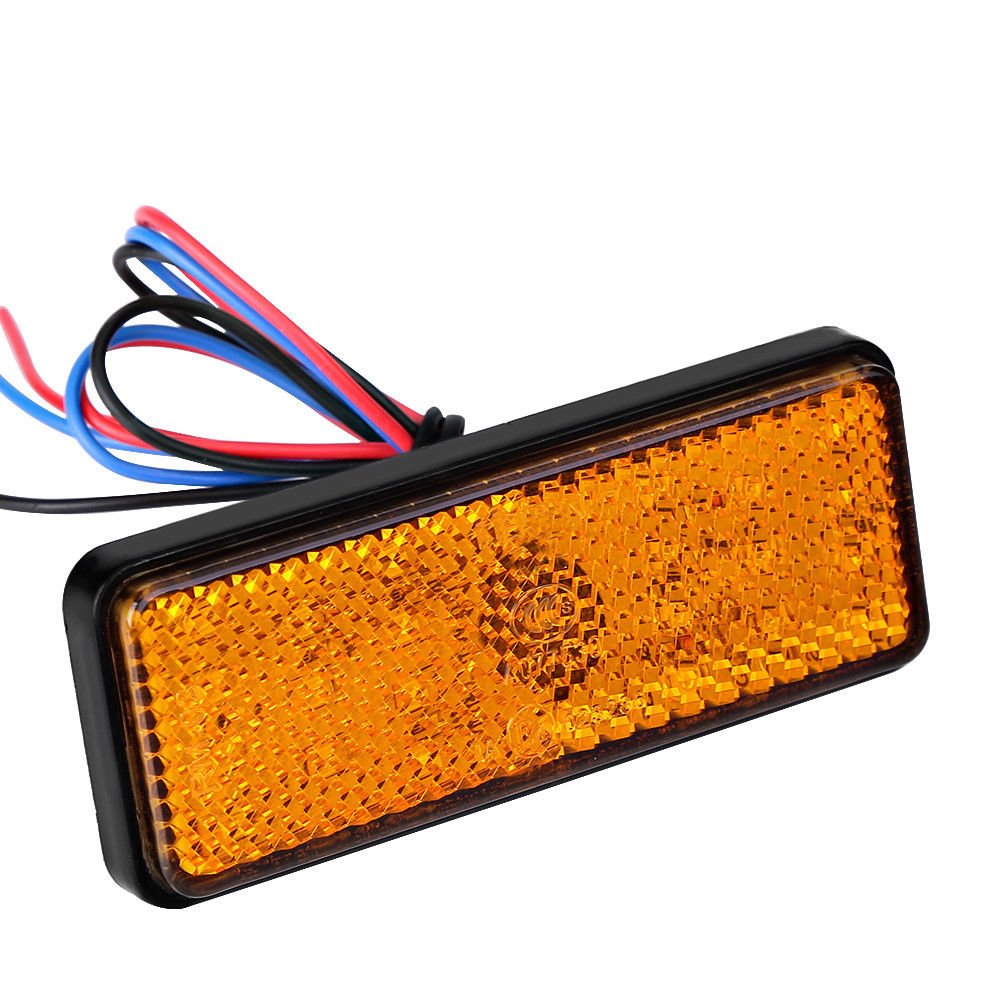 Motorcycle Bicycle Rectangle Amber LED 3528SMD Reflector Tail Brake ...