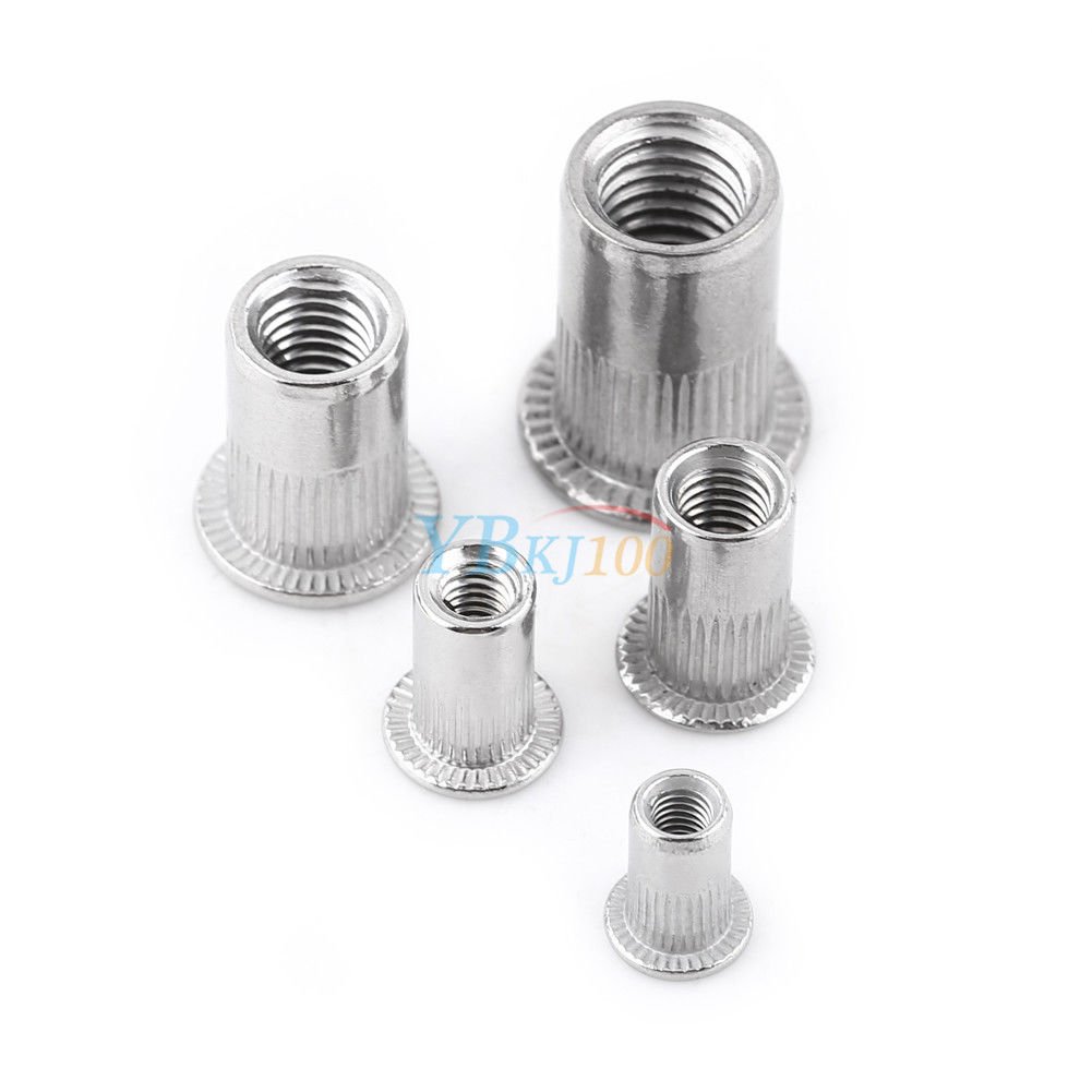 20pc M3-M8 Flat Head Blind Rivets Nuts Threaded Nutserts Rivnuts ...