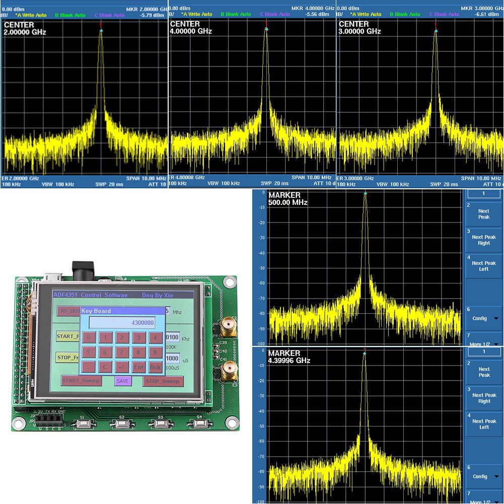 ADF4351 RF Sweep Signal Source Generator Board 35M-4.4G+ STM32 TFT ...