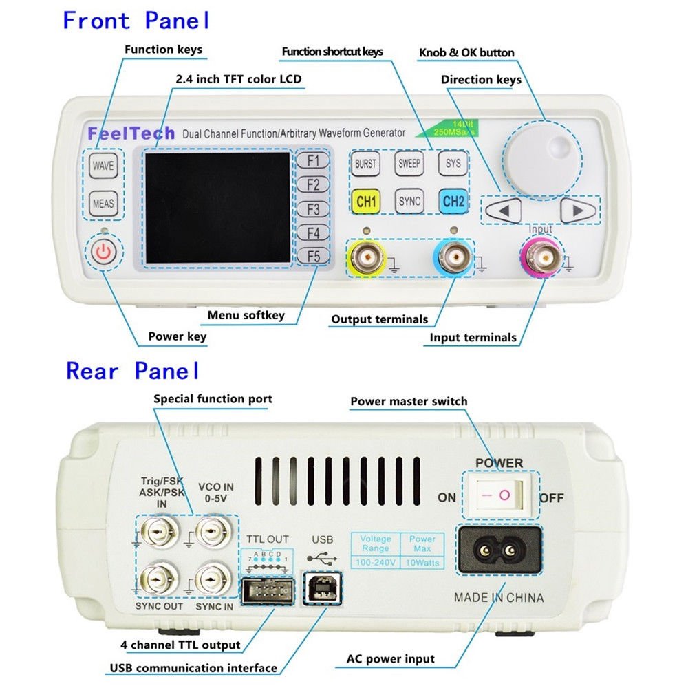 FY6600 15-60MHz Dual Channel DDS Function Arbitrary Waveform Signal ...