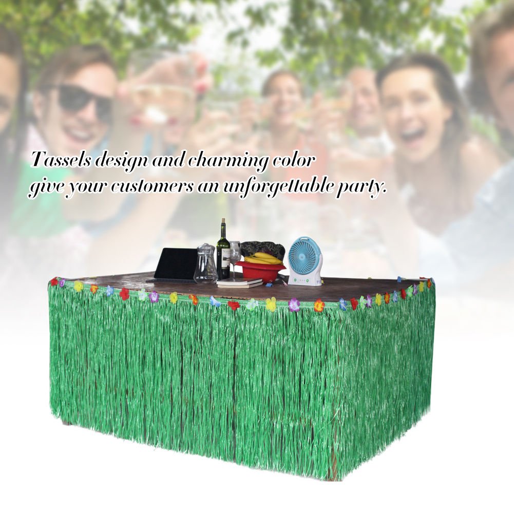 Plastic Tassels Grass Table Skirt Fringe Party Decoration Hawaiian ...