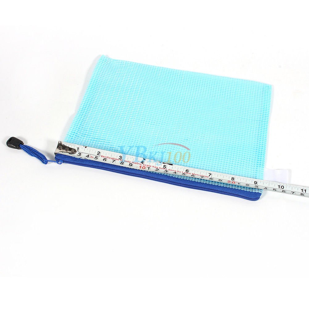 12pc A5 Plastic Mesh Zipper Bags Zip File Storage Document Folder ...