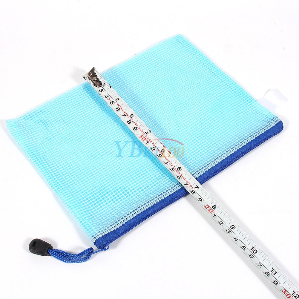 12pc A5 Plastic Mesh Zipper Bags Zip File Storage Document Folder ...