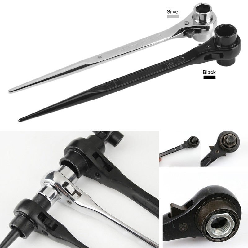 Ratcheting Socket Wrench Podger Spanner Double Sided Ratchet Scaffold Tools