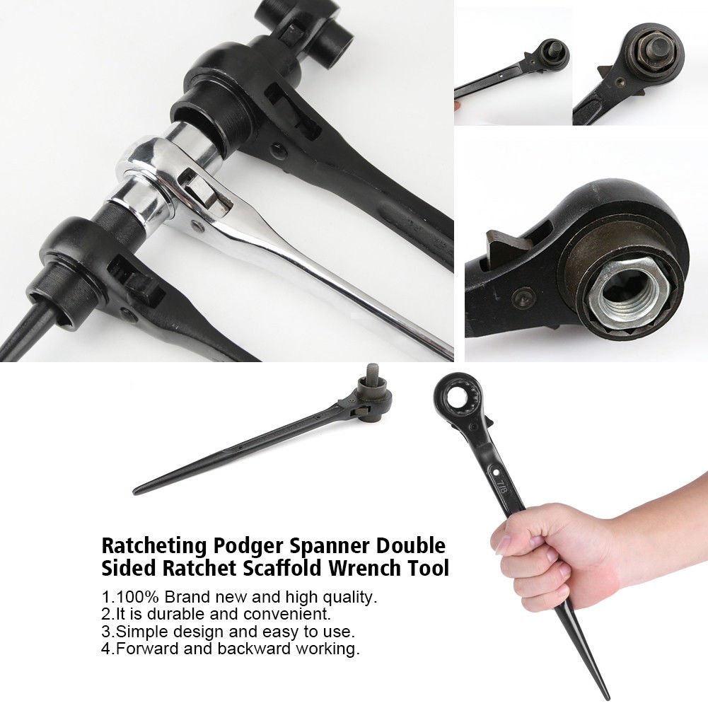 Ratcheting Socket Wrench Podger Spanner Double Sided Ratchet Scaffold Tools