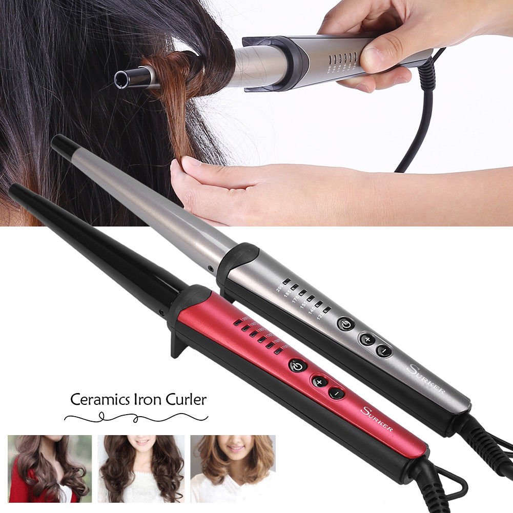 Professional Cone Tube Deep Curly Ceramic Curling Iron Heating Hair ...