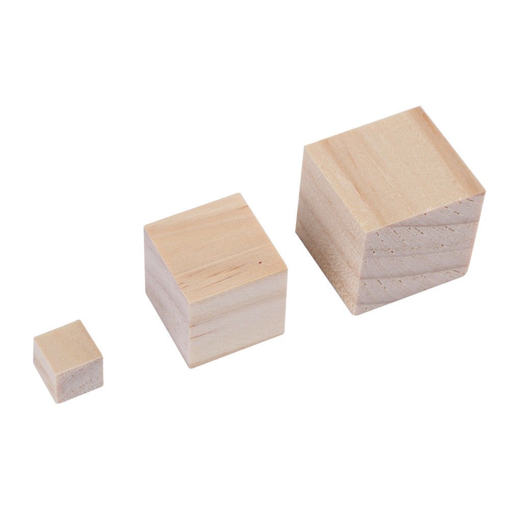 10/25/25mm Unfinished Wooden Square Blocks Mini Cubes for Woodwork ...