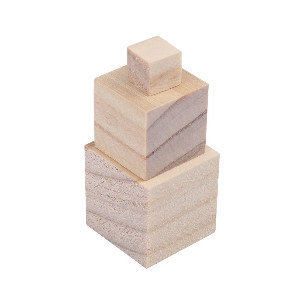 10/25/25mm Unfinished Wooden Square Blocks Mini Cubes for Woodwork ...